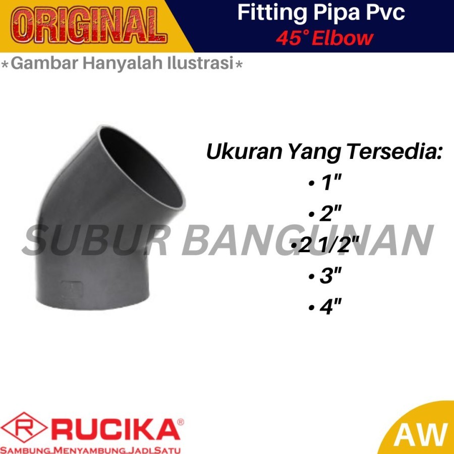 Jual Knee PVC 45 AW Rucika Elbow 45 Derajat PVC AW 3" - 4" | Shopee Indonesia