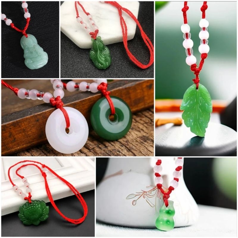 Jual Kalung Giok Tali Merah Simbol Kemakmuran Rezeki Kesehatan Kalung ...