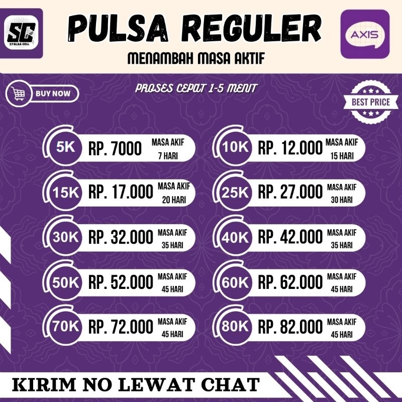 Jual Pulsa Reguler Axis Murah|Menambah Masa aktif|Wajib Baca Deskripsi ...