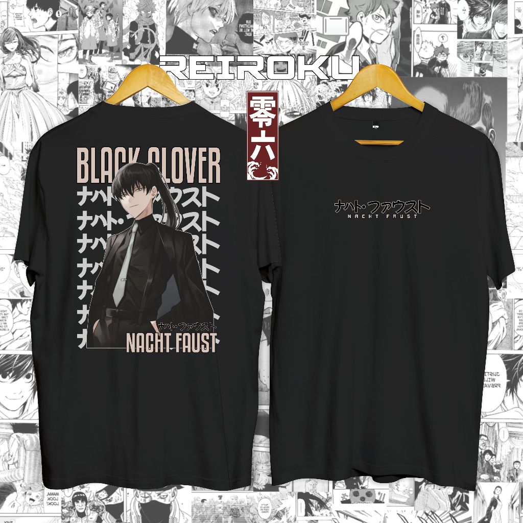 Jual Kaos Anime Nacht Faust Black clover tshirt manga wibu otaku waifu ...