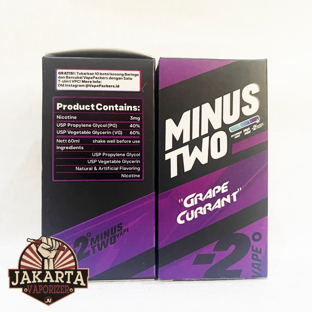 Jual MINUS TWO V6 GRAPE CURRANT 60ML 3MG BY VAPEPACKERS | Shopee Indonesia