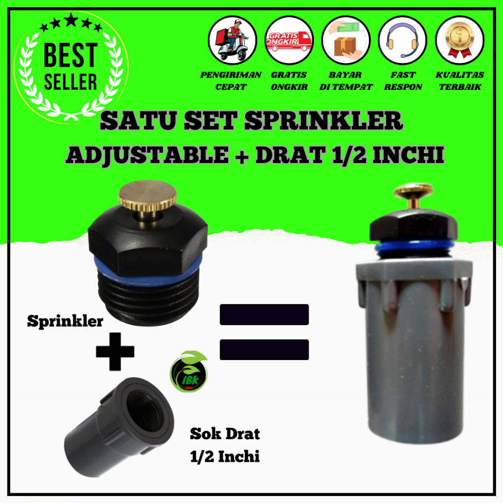 Jual Sprinkler Pertanian Sprinkler Taman Adjustable +Sok Drat Dalam ...