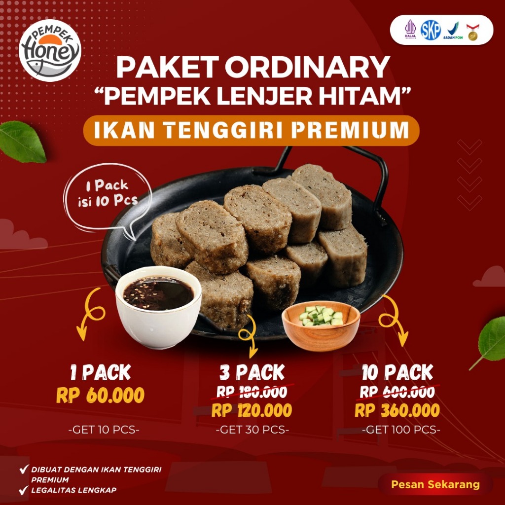 Jual Pempek Lenjer Hitam Ordinary Ikan Tenggiri. Tanpa Penguat Rasa ...