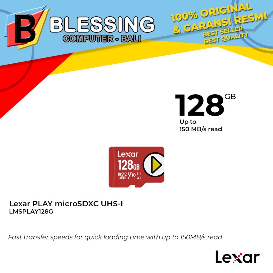 Jual Micro SDXC 128GB LEXAR PLAY UHS-I U1 V10 A1 150MB/s (LMSPLAY128G ...