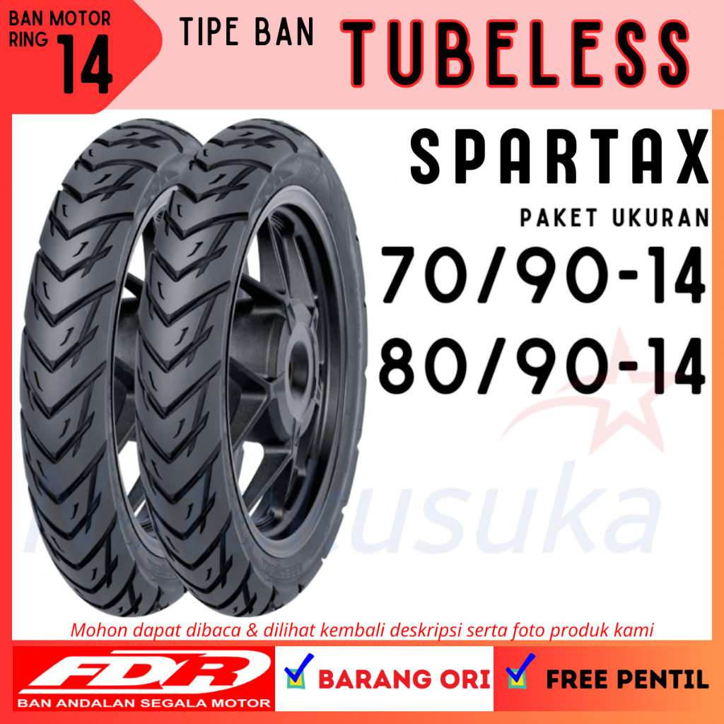 Jual [Paket Hemat] FDR Spartax 70/90 & 80/90 - 14 Tubeless (TL ...
