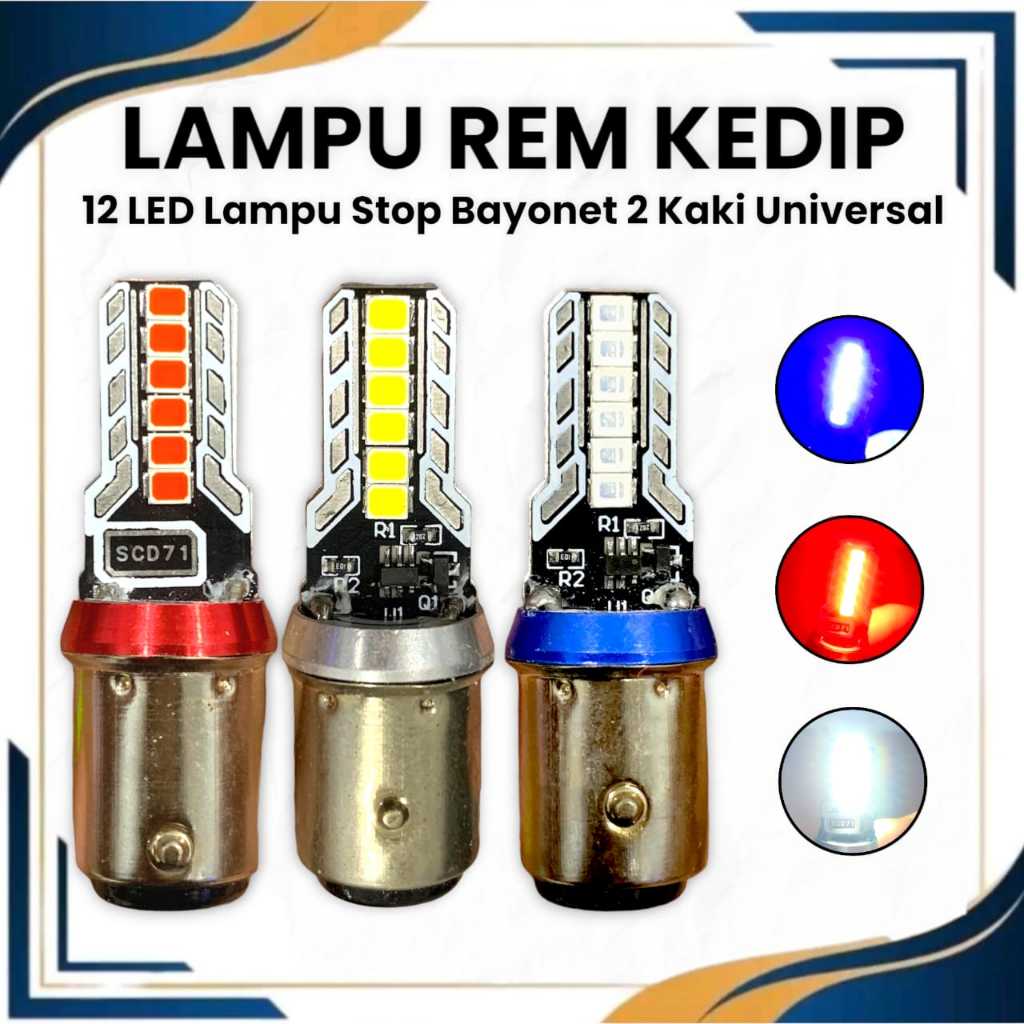 Jual Lampu Rem Kedip Lampu Stop Bayonet 12 LED 2 Kaki Universal ...