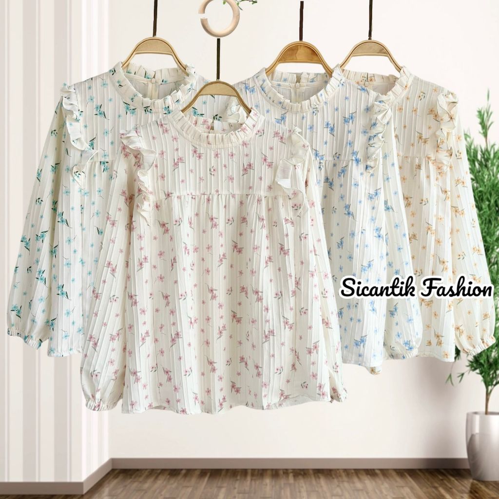 Jual BLOUSE MOTIF BUNGA BAHAN LAVANDA / ATASAN MOTIF WANITA | Shopee Indonesia