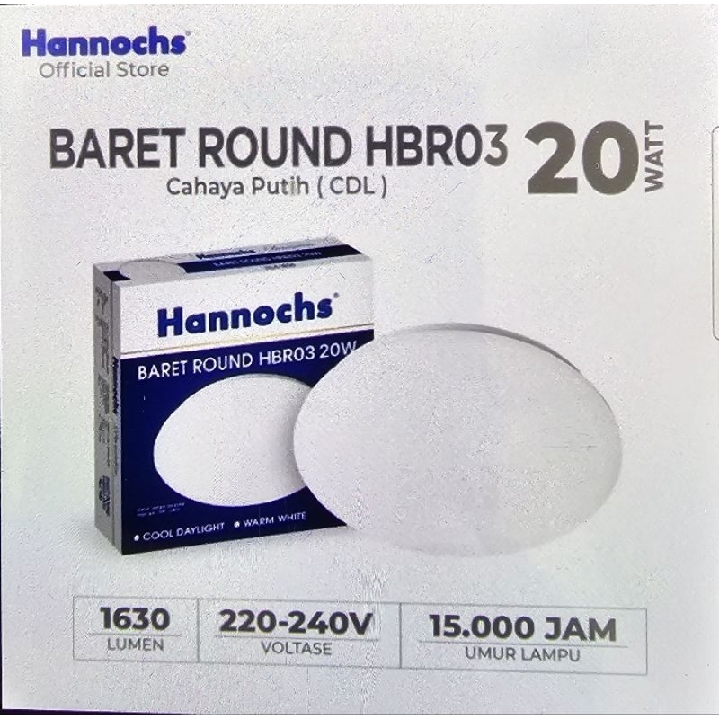 Jual HANNOCK LAMPU DOWNLIGHT LED BARET RIUND HBR03 20W CAHAYA PUTIH ...