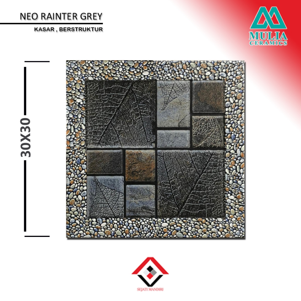 Jual keramik 30x30 motif batu alam - mulia neo rainter grey | Shopee ...