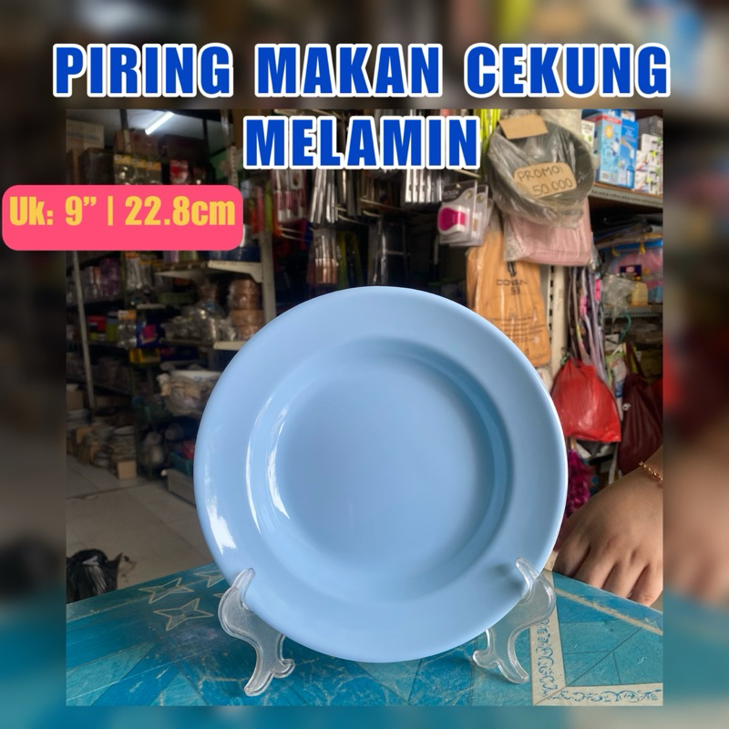 Jual Piring Makan Melamin 9 inch Piring Cekung Warna Biru | Shopee ...