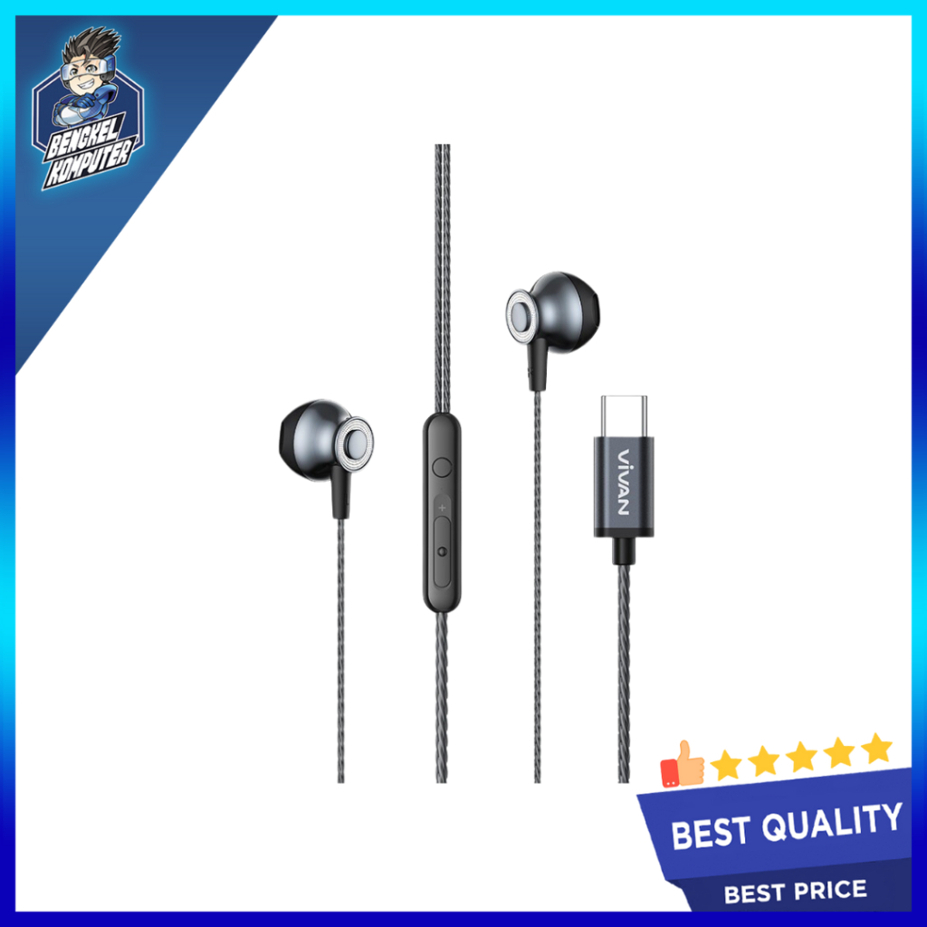 Jual EARPHONE VIVAN Q16 TYPE C GRAY | Shopee Indonesia