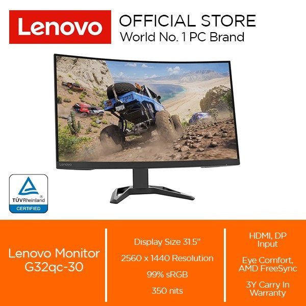 Jual [READY] Lenovo Gaming Monitor G32qc-30 WLED Ultra-Wide Curve 1500R ...