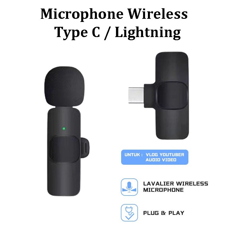 Jual Mic Clip on Microphone Wireless Portabel Type C / Lightning ...