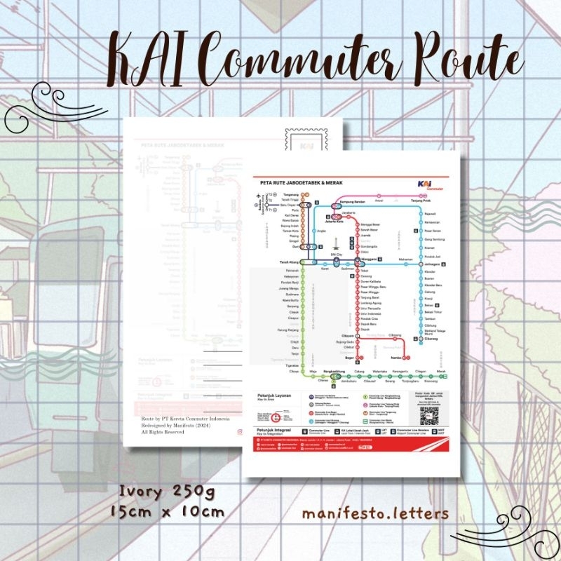 Jual Postcard Rute KRL Commuterline | Kartupos Train Map | Rute Kereta ...