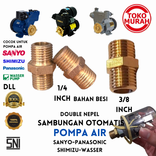 Jual Double Neple/Nepel Sambungan Otomatis Pompa Air Ukuran 1/4 & 3/8 ...