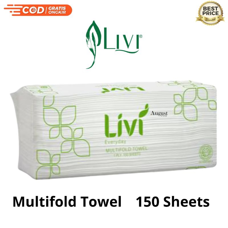 Jual Tisu Tissue Livi Everyday Multifold Towel Isi 150 Sheets / 1 Ply ...