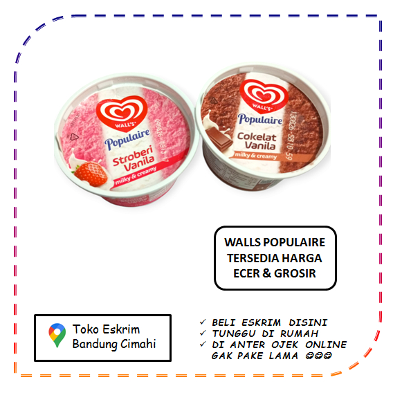 Jual Es Krim Ice Cream Eskrim Walls Paddle Pop Cup Populaire Coklat Populaire Strawberry Vanila ...