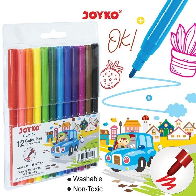 Jual SPIDOL WARNA JOYKO / JOYKO CLP-47 12 WARNA / COLOR PEN JOYKO ...