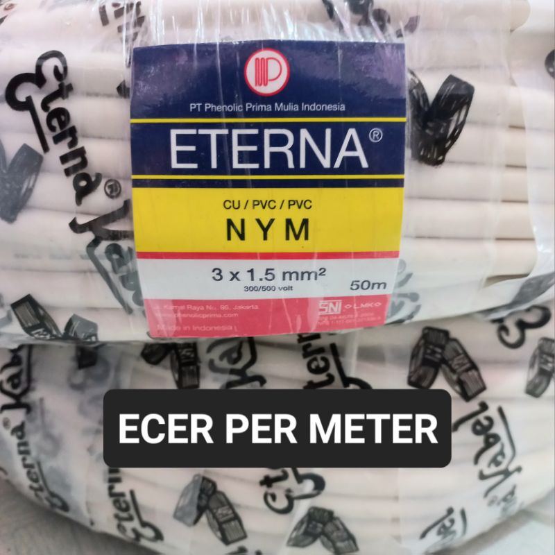 Jual Kabel Listrik Eterna Original Ecer Per Meter NYM 3x1,5 Kawat Tembaga | Shopee Indonesia
