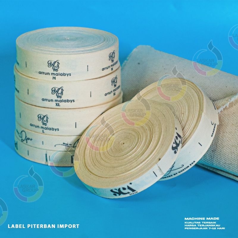 Jual 15meter label merek,label nama, merek baju,cap baju, cotton label ...