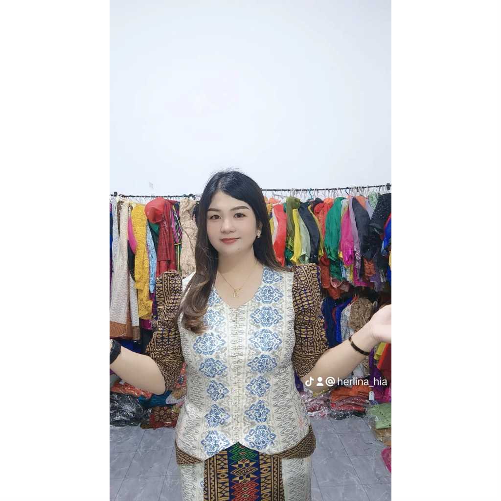 Jual SETELAN ETNIK RAGI MODEL ROK PECAH 6 LEHER BULAT LENGAN PUNCAK ...