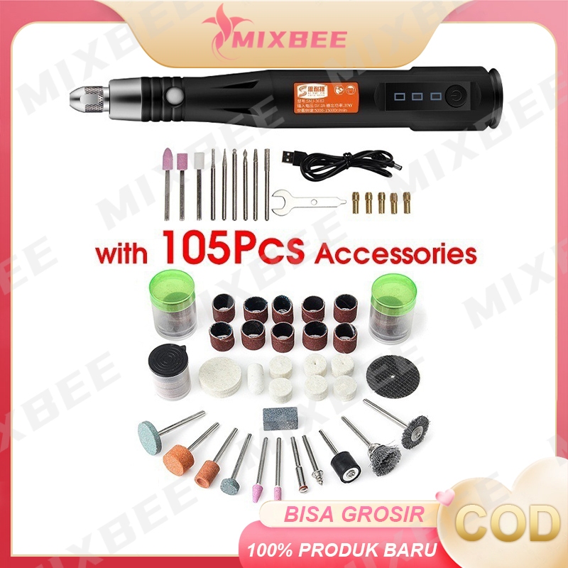 Jual 1 Set Alat Pen Bor Grinder Elektrik Mini Pengukir dengan 3 Mode ...