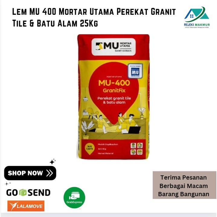 Jual Lem MU 400 Mortar Utama Perekat Granit Tile & Batu Alam 25Kg ...