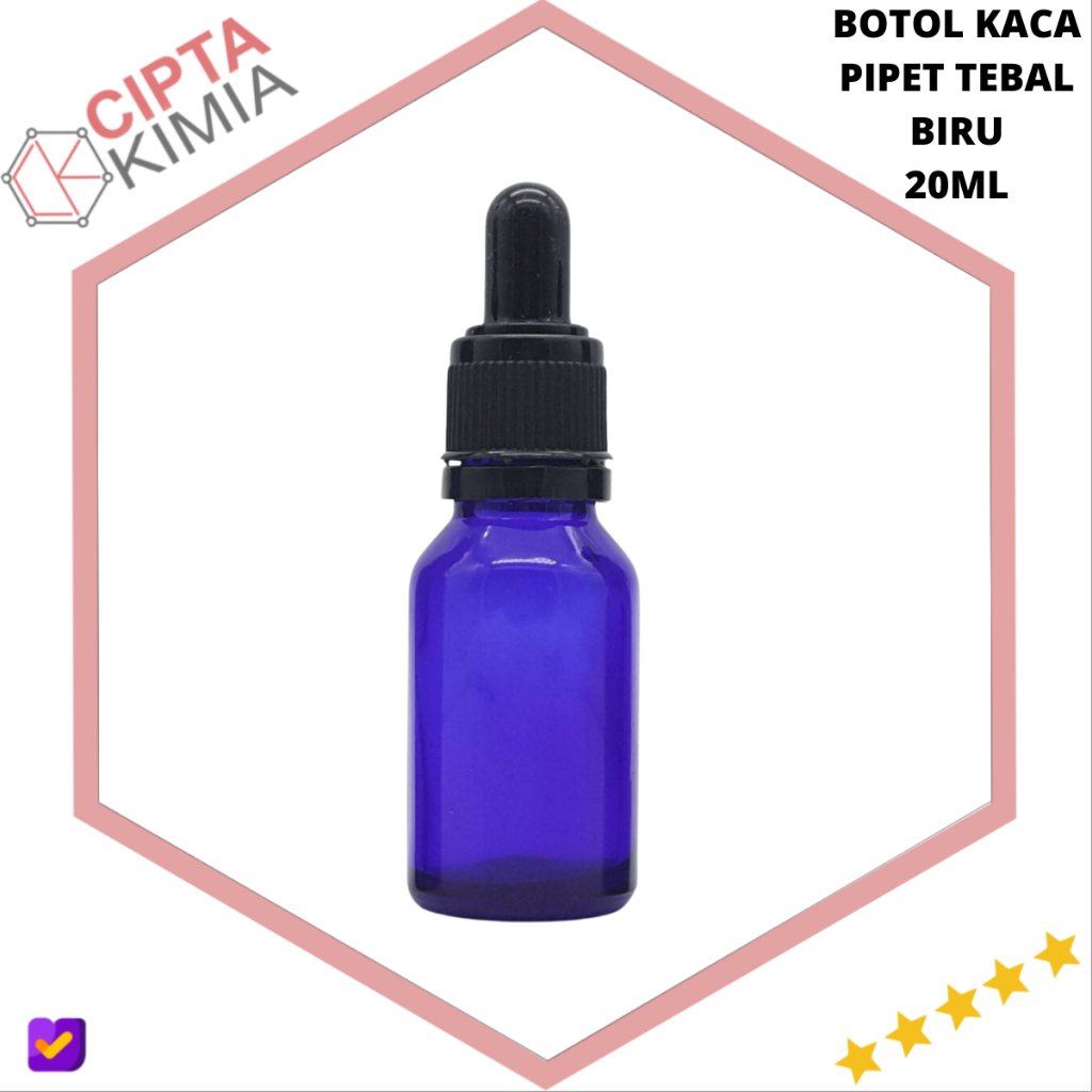 Jual Botol Kaca Biru Tebal Pipet / Botol kaca Biru tutup pipet / botol ...