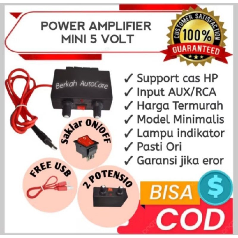 Jual power ampli mini 2 pontensio 5 volt (free kabel aux) | Shopee ...