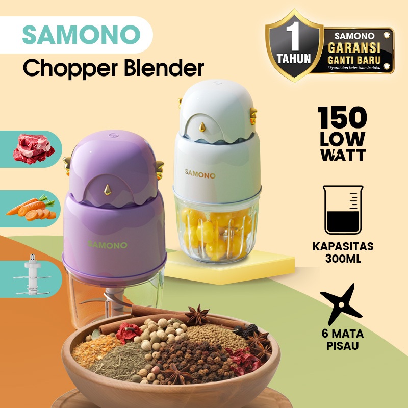 Jual SAMONO Food Chopper KACA 300ML 150W Penghalus daging dan penghalus ...