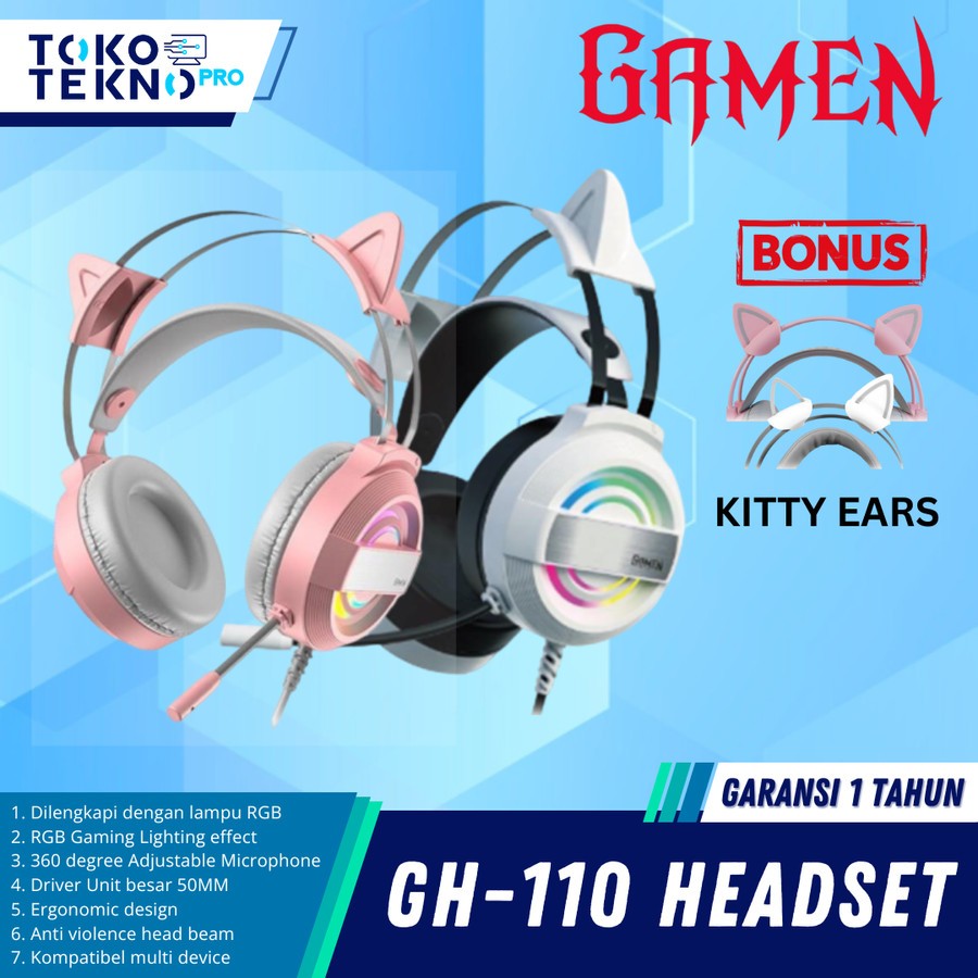 Jual Gamen GH100 / GH110 / GH1100 LED RGB Lighting Headphone Gaming ...