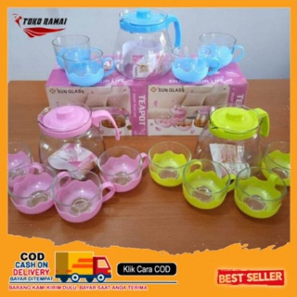 Jual TEAPOT SET 5 IN 1 TEKO TEA COFFE Set Pitcher Gelas / TEMPAT MINUM ...