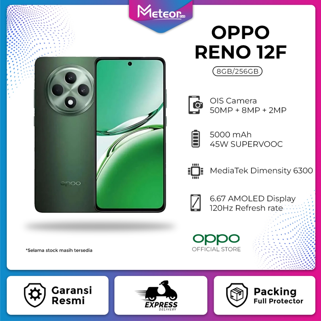 Jual Oppo Reno 12F 4G 8/256 Garansi Resmi [BISA INSTANT AREA MALANG] | Shopee Indonesia