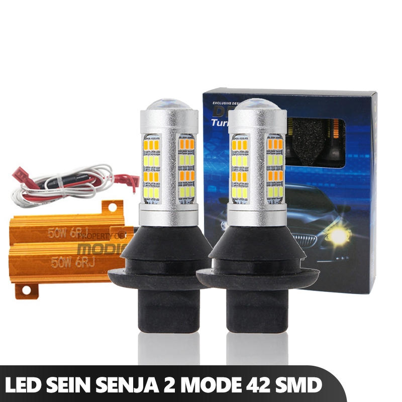 Jual Lampu Sein LED Mobil 2 Mode DRL dan Sein 1156 BA15S T20 7440 42SMD ...