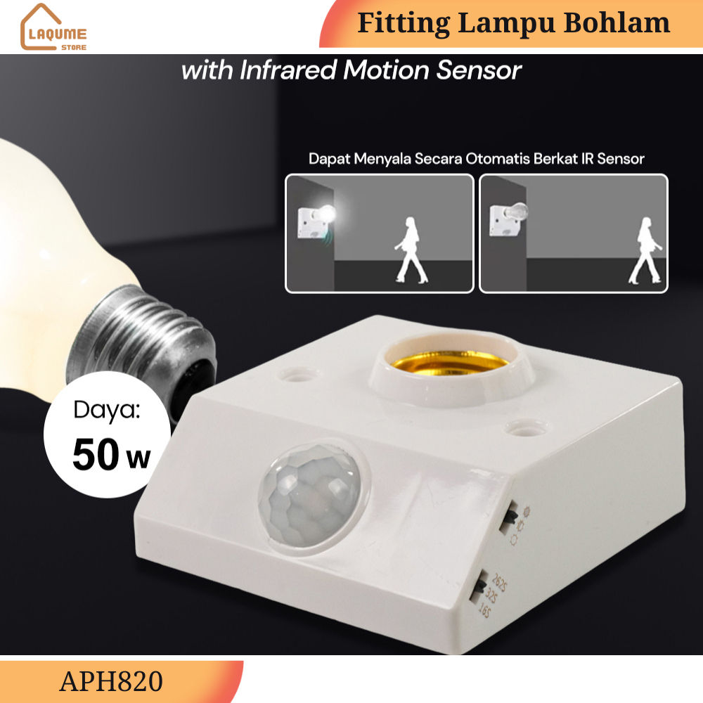 Jual Fitting Lampu Bohlam with Infrared Motion Sensor 240V 50W E27 ...