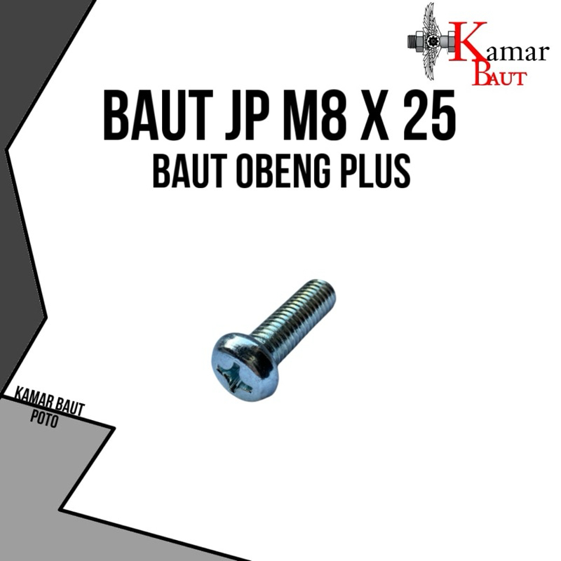 Jual BAUT JP M8 x 25 BAUT MACHINE SCREW BAUT MESIN BAUT OBENG + | Shopee Indonesia