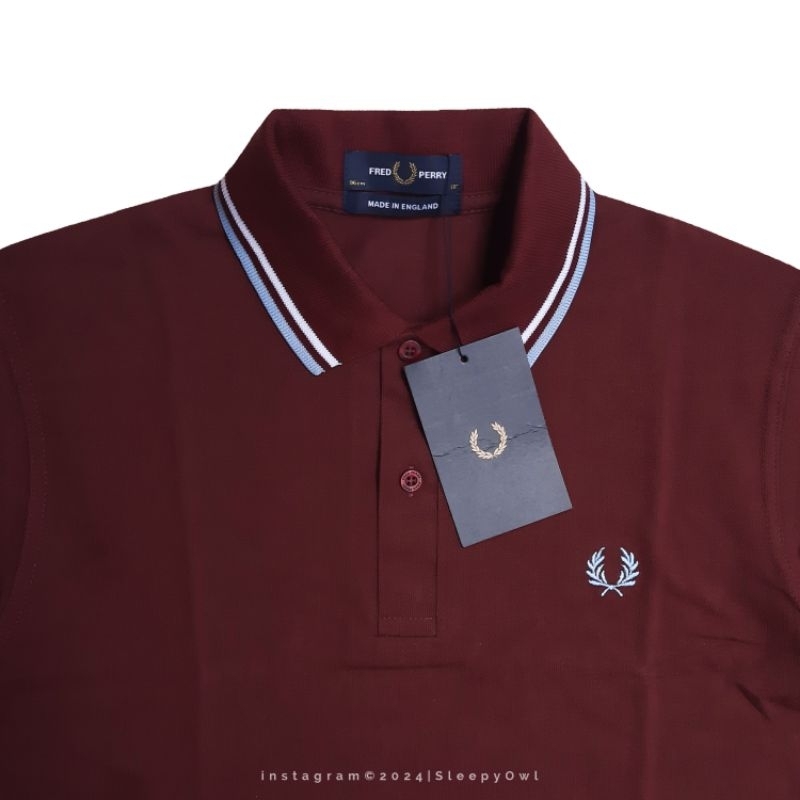 Jual Polo Fred Perry Iconic M12 Made In England Twin Tipped Maroon ...