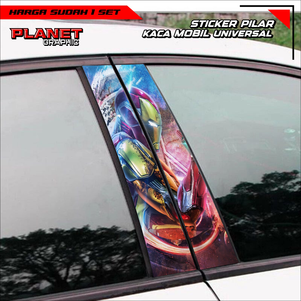 Jual Sticker Pilar Kaca Mobil Universal IRON MAN Bisa Custom Gambar ...