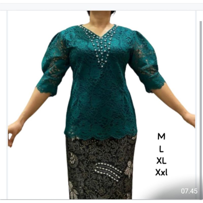 Jual blus renda brokat tangan balon pakai mutiara resleting belakang ...