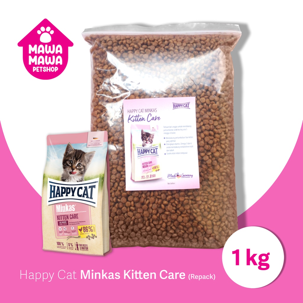 Jual Happy Cat Minkas Kitten Care Repack 1 kg Makanan Anak Kucing ...