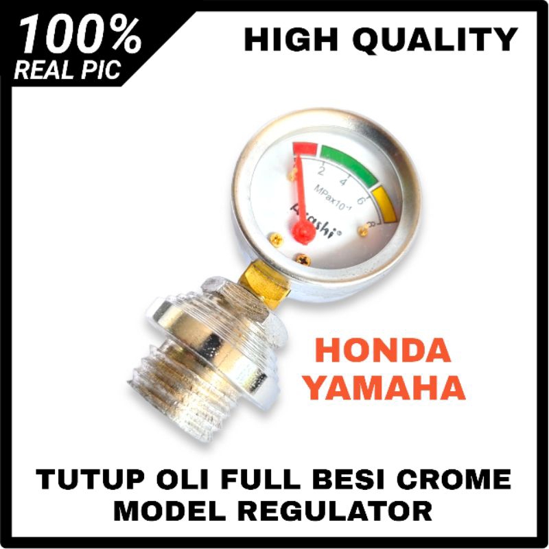 Jual TUTUP OLI FULL BESI CROME MODEL REGULATOR ADA JARUM INDIKATOR ...