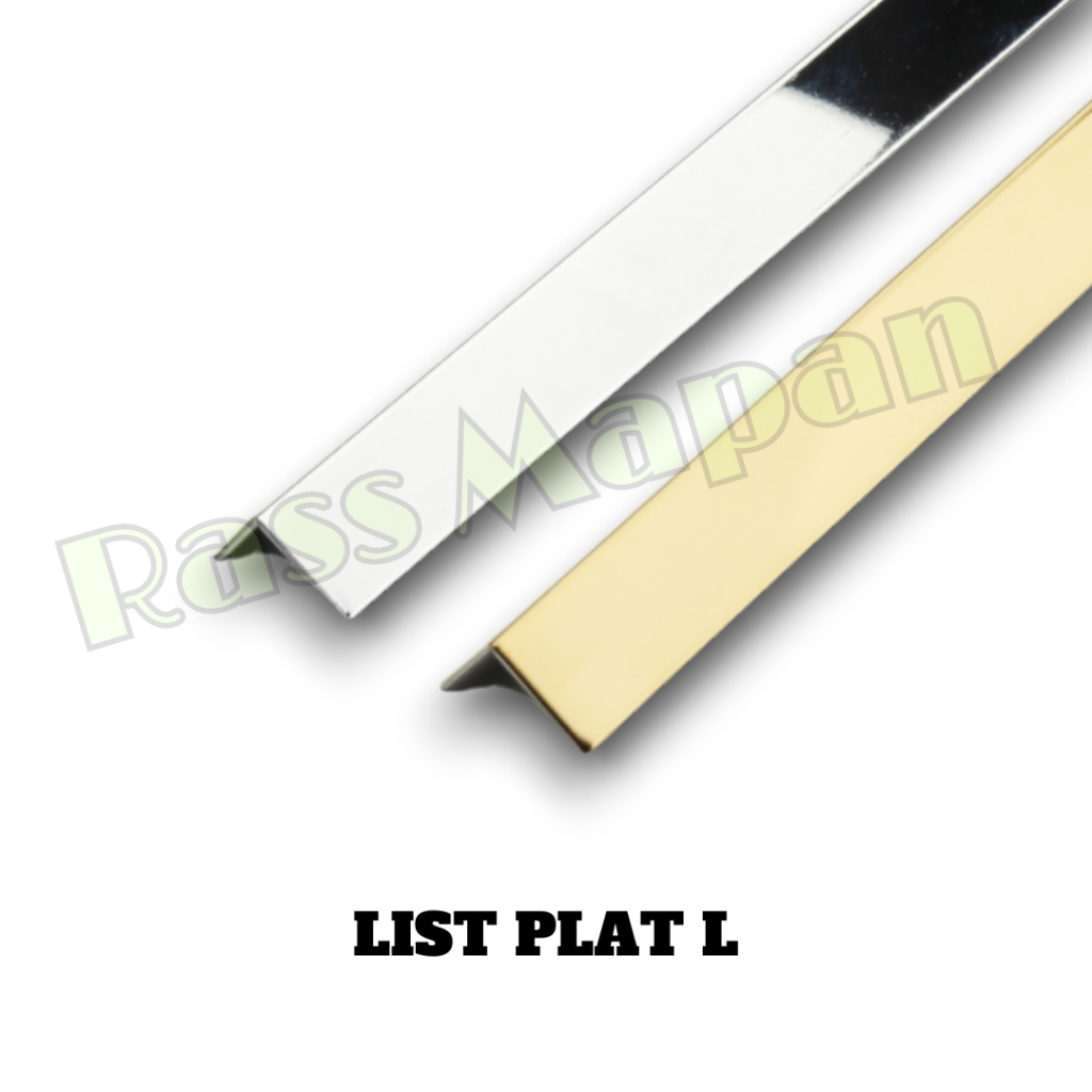 Jual 3 BATANG List Lis Plat Strip Model L Mirror Plat Besi Chrome Gold ...