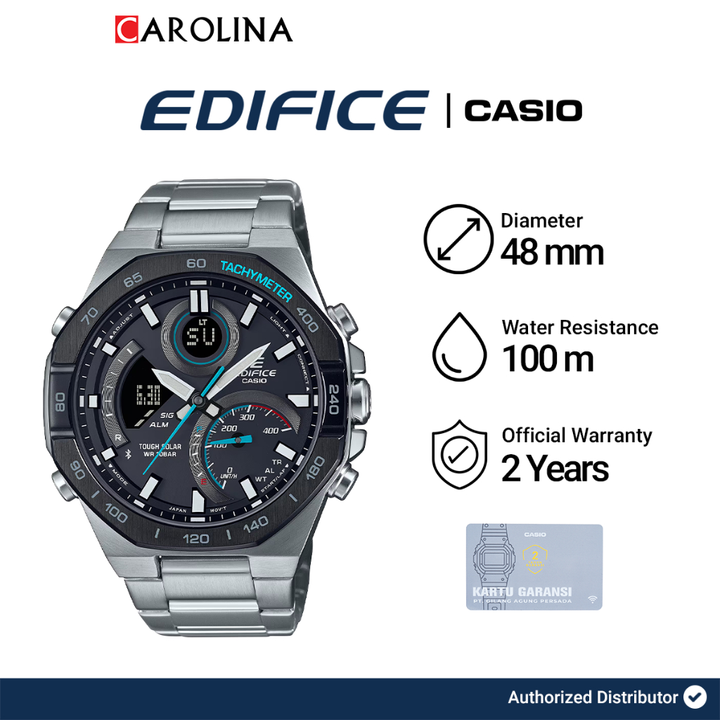 Jual Jam Tangan Pria Casio Edifice ECB-950DB-1A Digital Analog Black Dial Stainless Steel Band ...