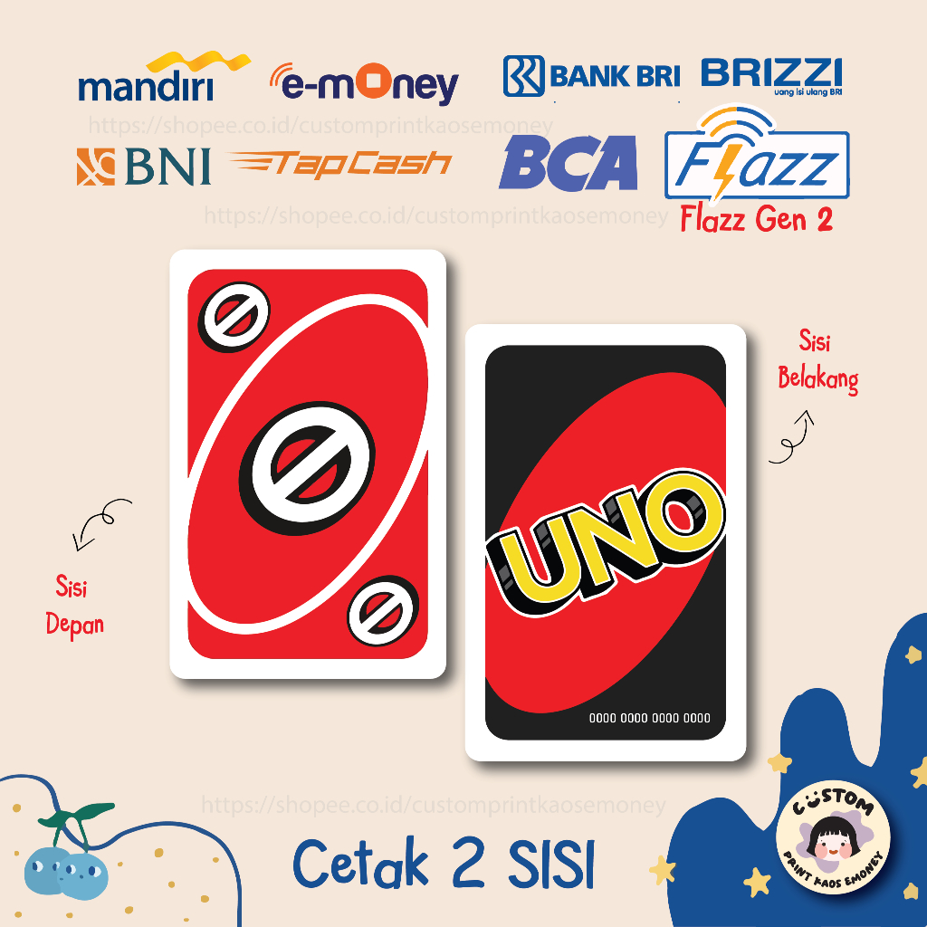 Jual KARTU EMONEY ETOLL UNO CARD STOP MERAH RED STOP CARD MANDIRI FLAZZ ...