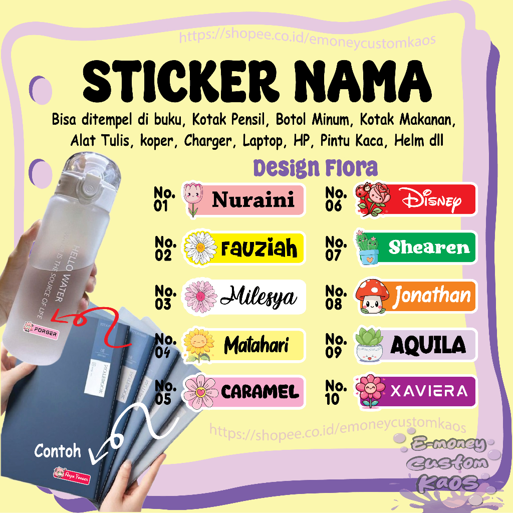 Jual STICKER LABEL NAMA BUNGA FLORA STIKER CUSTOM LEBEL PREMIUM MURAH ...