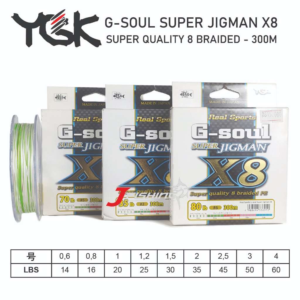 Jual Senar PE YGK G-SOUL SUPER JIGMAN X8 300M | 30 - 80Lbs | Made iin ...