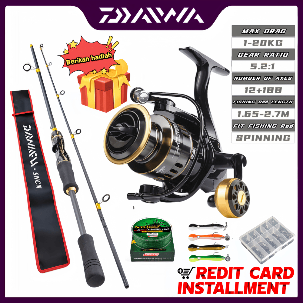 Jual Daiwa Pancing Set 1.65m 2.1m Joran Pancing And 1000 2000 Reel Pancing Pancing Combo 12+1BB ...