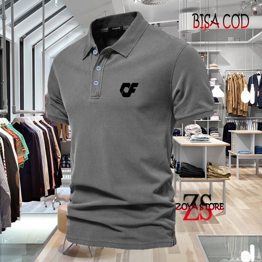 Jual COD T-shrit POLO kerah Cf Text Hitam Kaos Kerah Dewasa Shirt / Kaos Wangki Pria Polo / Kaos ...