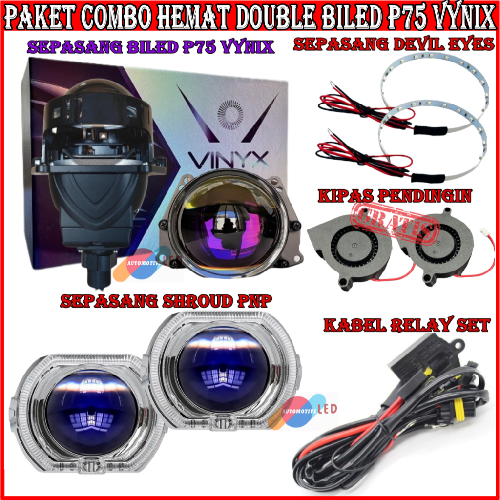 Jual PAKET HEMAT DOUBLE BILED VINYX P75 3 INCHI PURPLE LENS 60/70 WATT ...