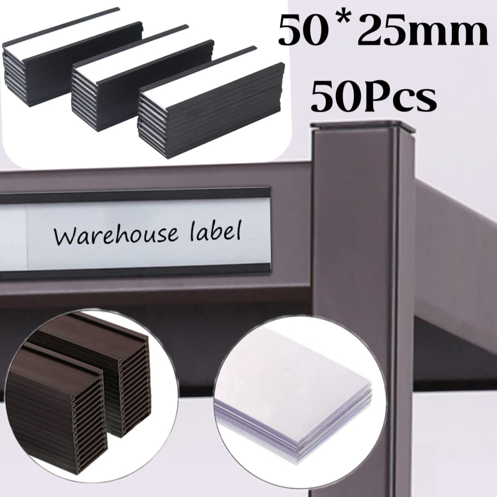 Jual 50pcs Card Holder Magnetic+Data Card 50*25mm Magnetic Label Holder ...